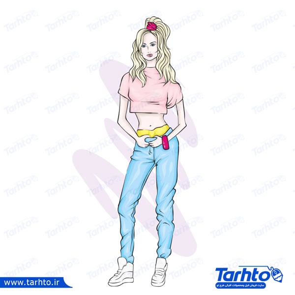 وکتور فشن دختر با لباس اسپرت مارکت تخصصی طرح تو